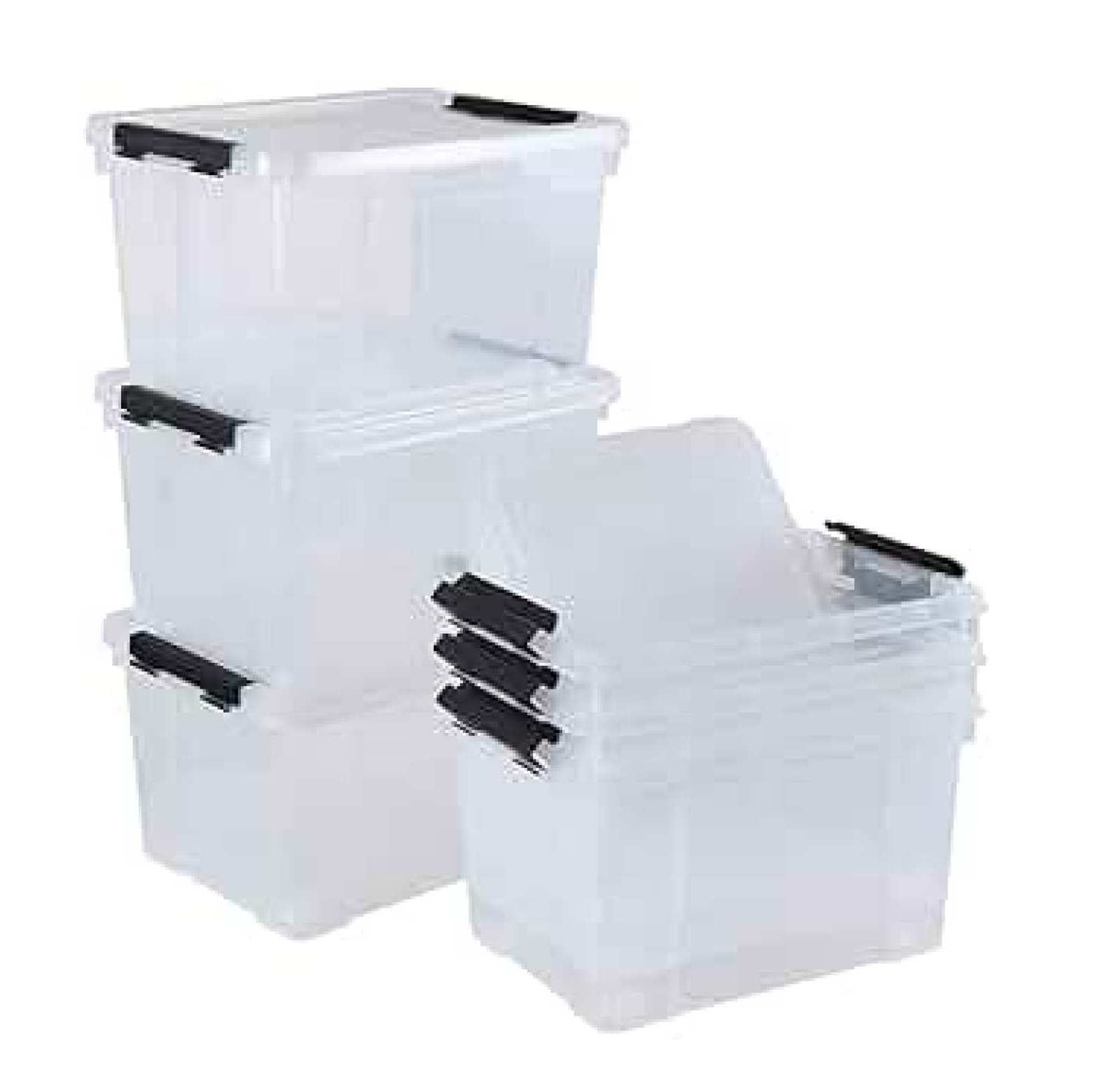 22 Quart Storage Boxes 6 Pack, Plastic Bins with Latch Lids & Wheels ...