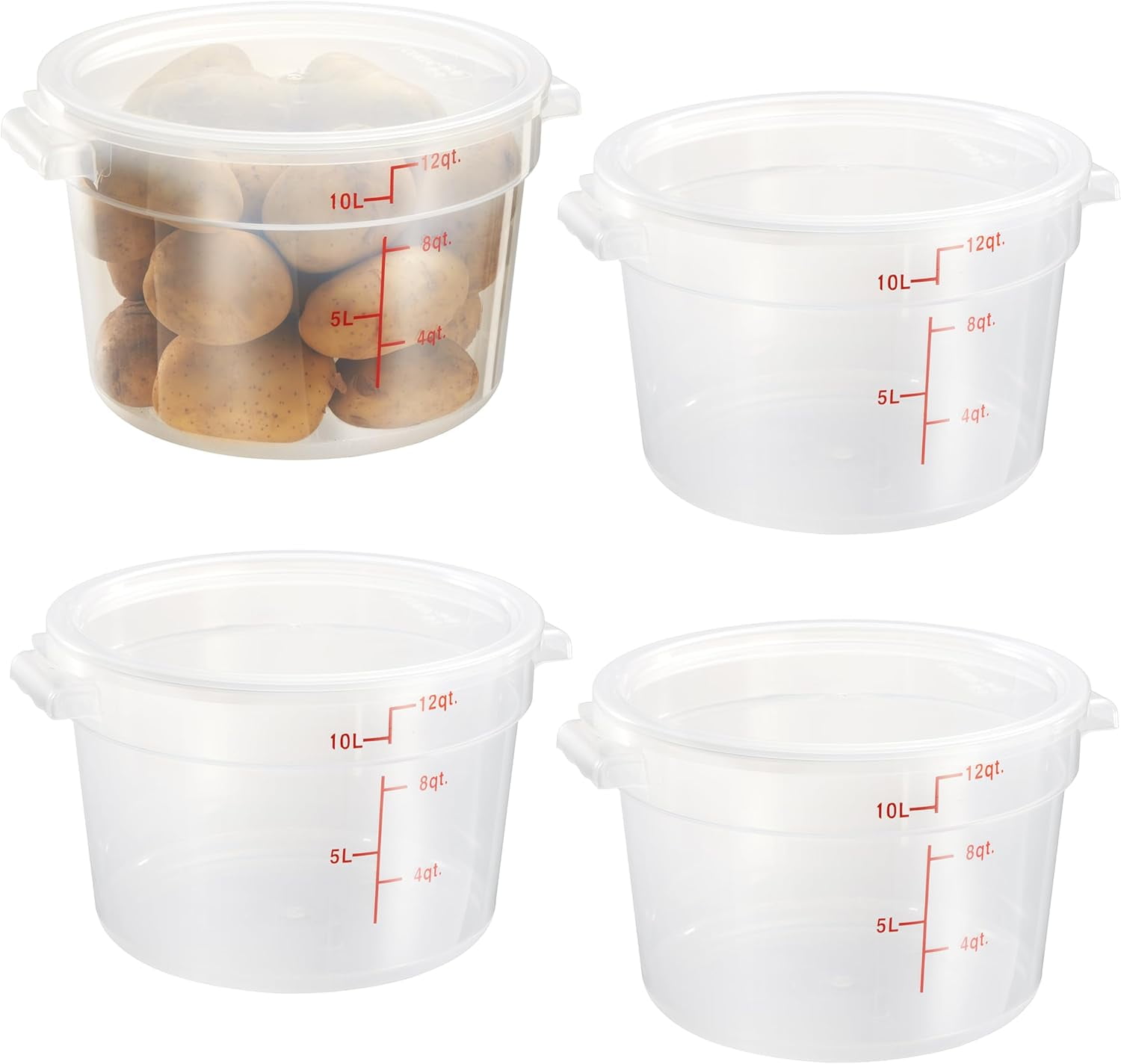 22 Quart Translucent Round Food Storage Container with Lid Pack of 4 ...