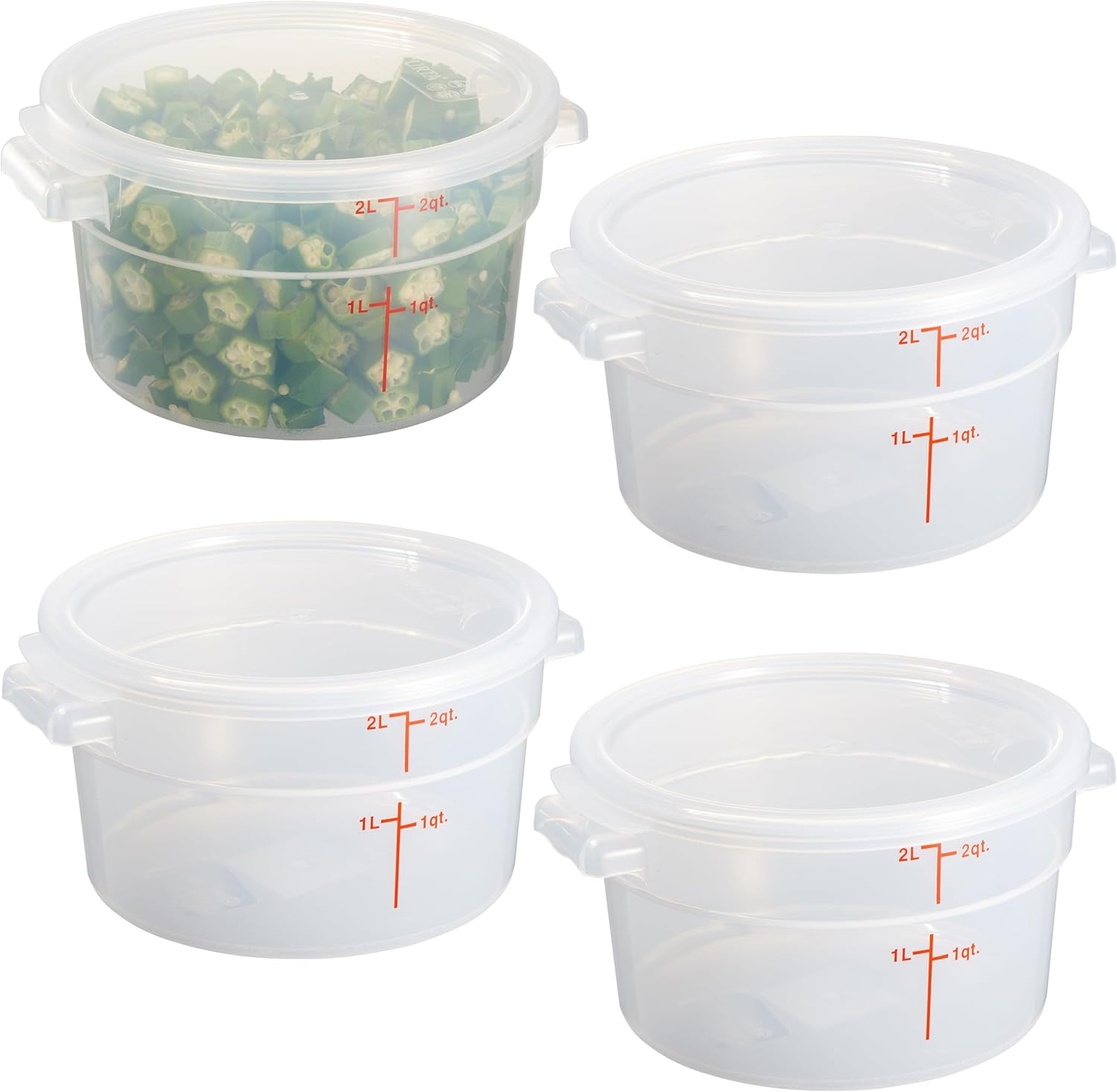 22 Quart Translucent Round Food Storage Container with Lid Pack of 4 ...