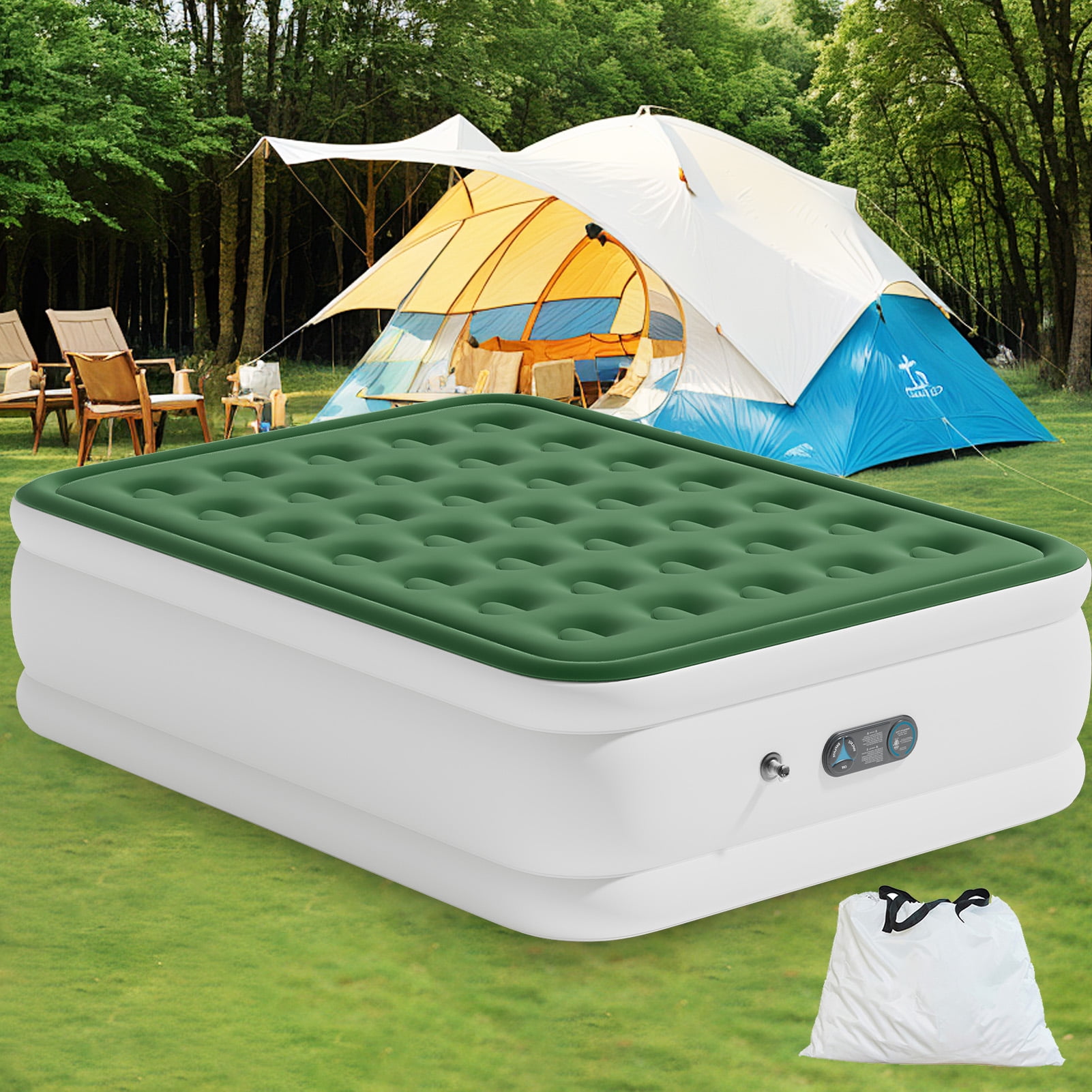 22" Queen Size Air Mattress with Built in Pump,High Portable Inflatable ...