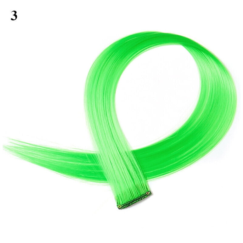 22" Rainbow Highlight Streaks Hair Extensions Clip In Full Head Real as ...