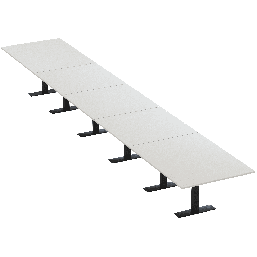 22' Rectangular Modular Boardroom Table With Metal T-Bases Power Units ...