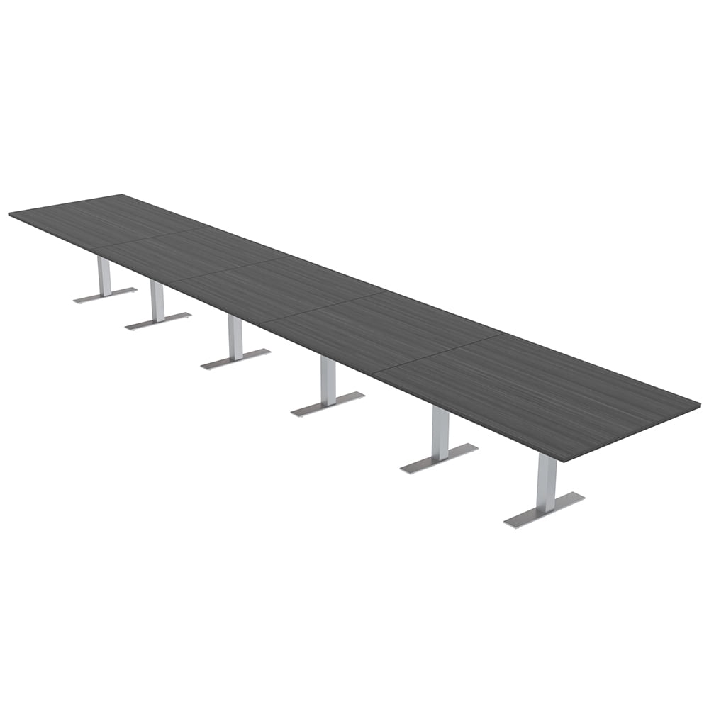 22' Rectangular Modular Boardroom Table With Metal T-Bases Power Units ...