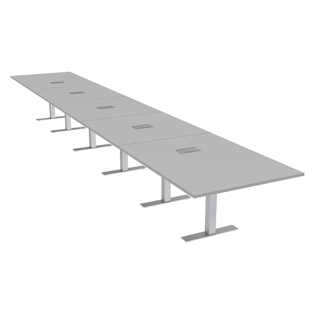 22' Rectangular Modular Boardroom Table With Metal T-Bases Power Units ...