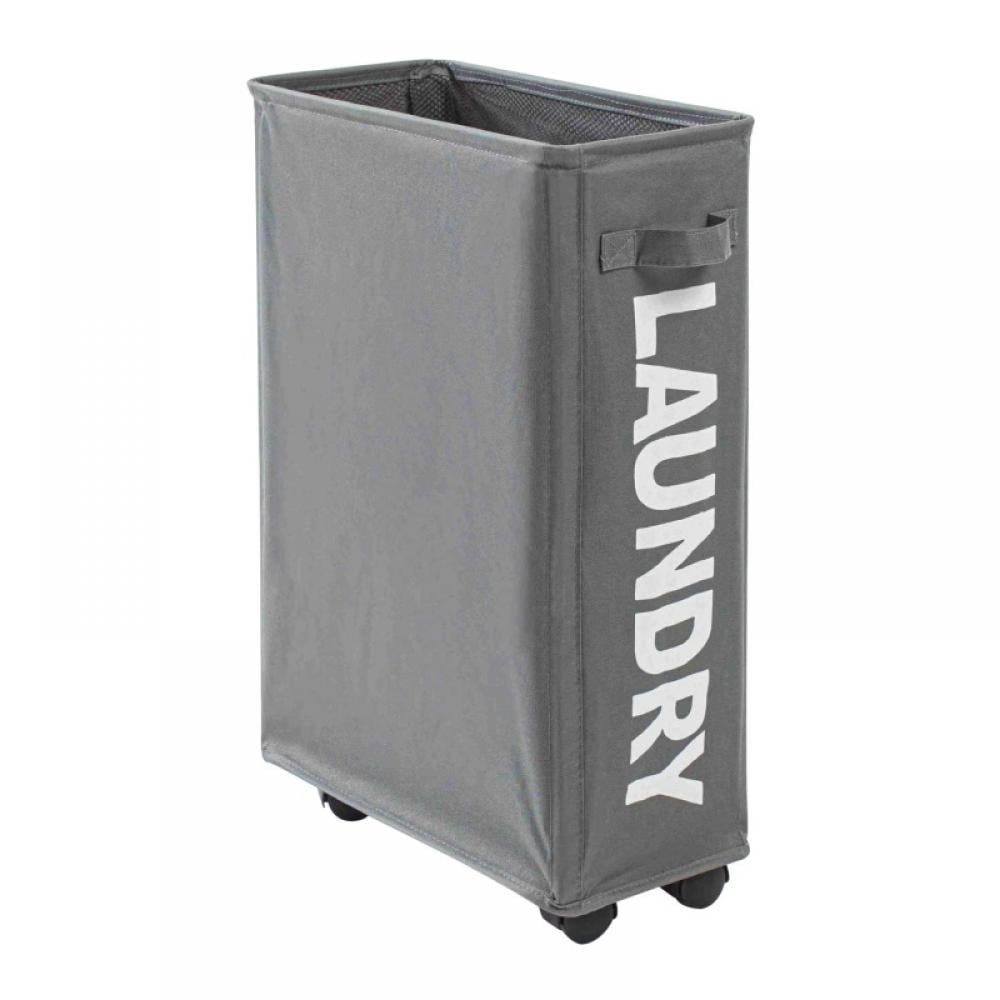 22" Rolling Slim Laundry Basket with Stand 40L Capacity Foldable ...