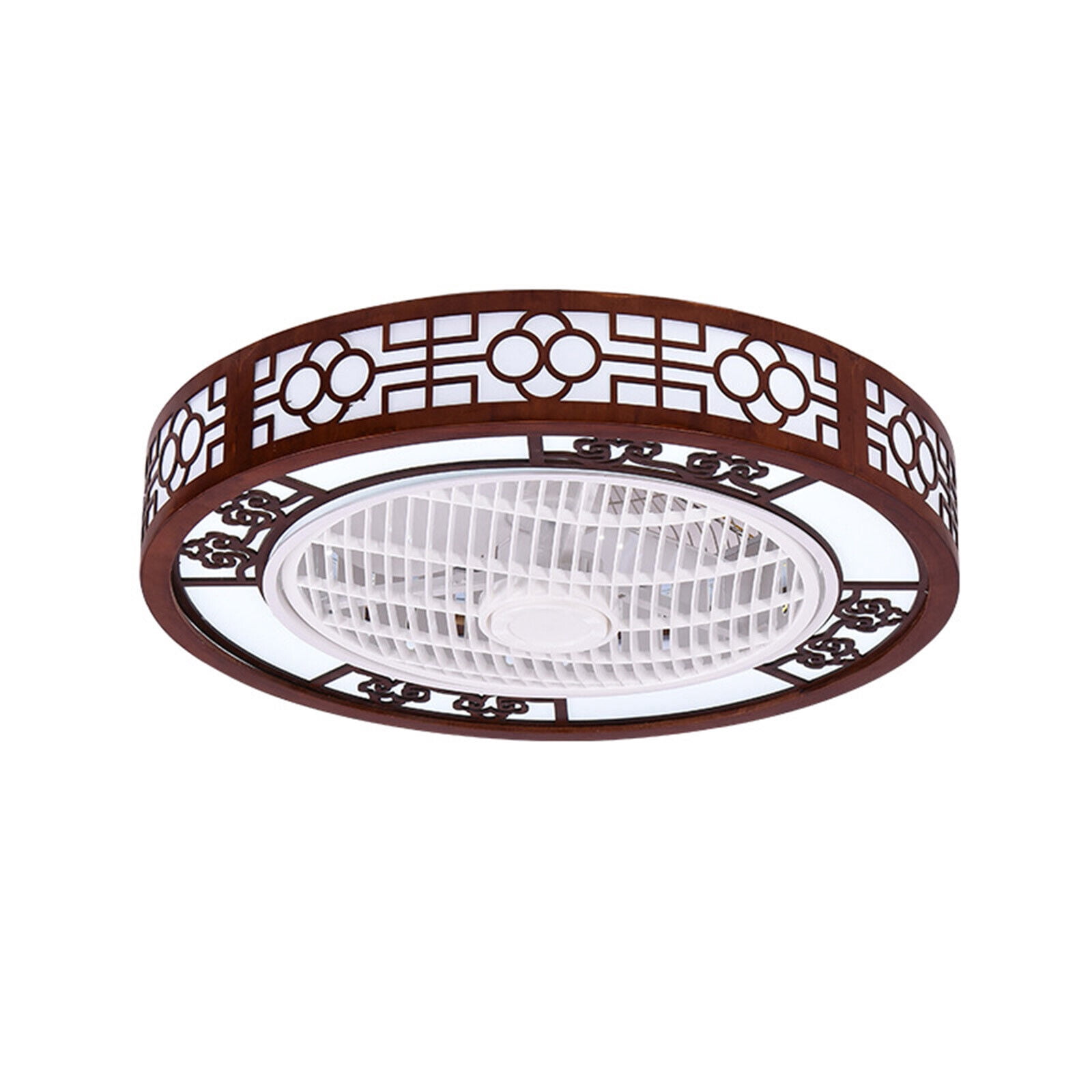 22" Round Ceiling Fan Light LED Low Profile Flush Mount Chandelier W ...
