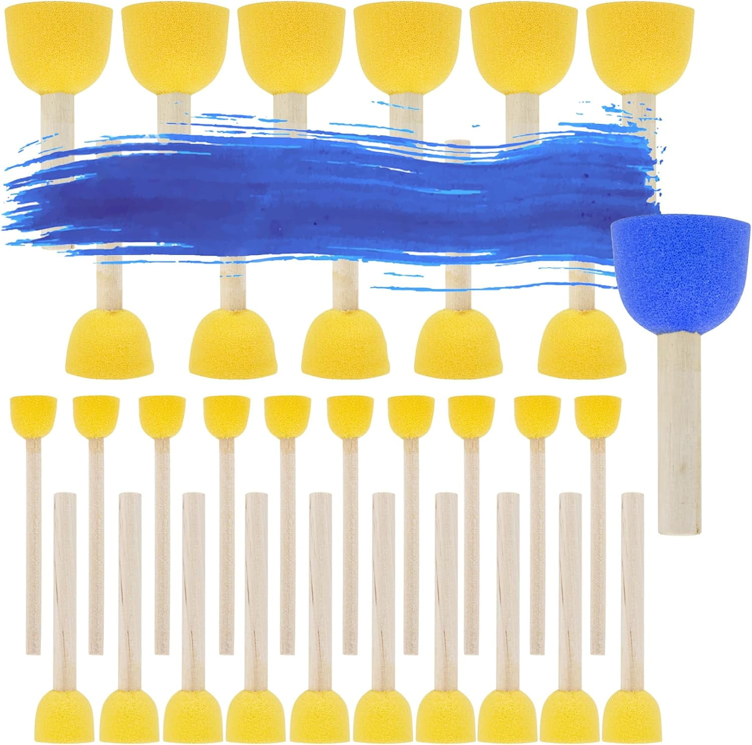 22 Round Sponge Paint Brush - Circle Foam Paint Brushes Small Sponge ...