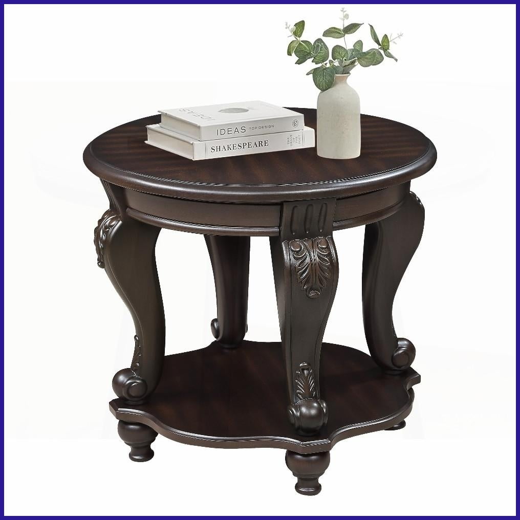 22'' Round Two-Tone Coffee Table for Living Room, Solid Wood Legs, Heat ...