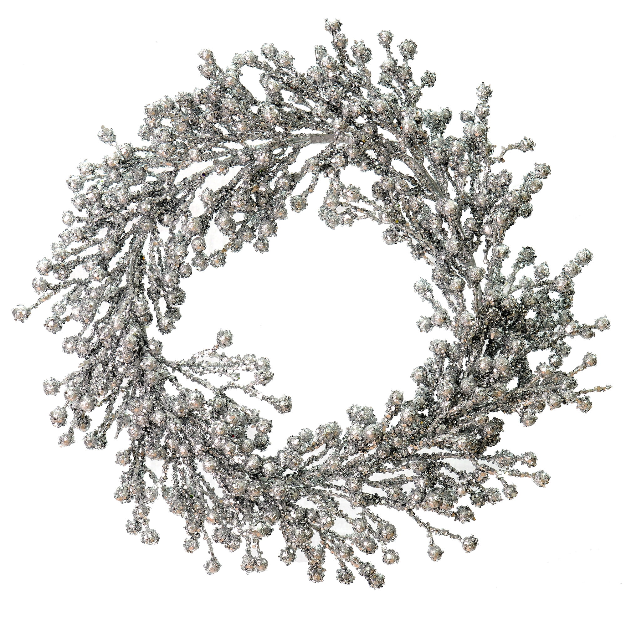 22" Silver Glitter Berry Wreath Outdoor - Walmart.com