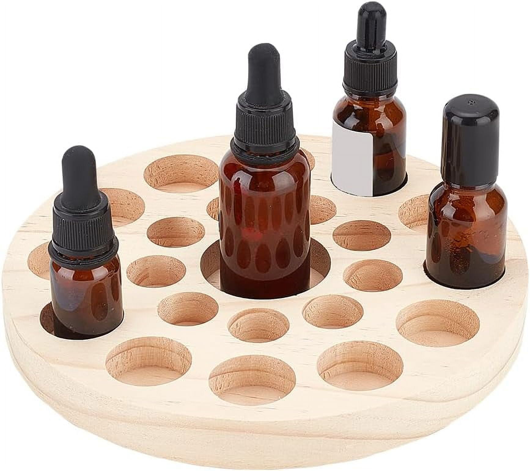 22 Slots Small Essential Oil Bottle Holder Wood Round Storage Display ...