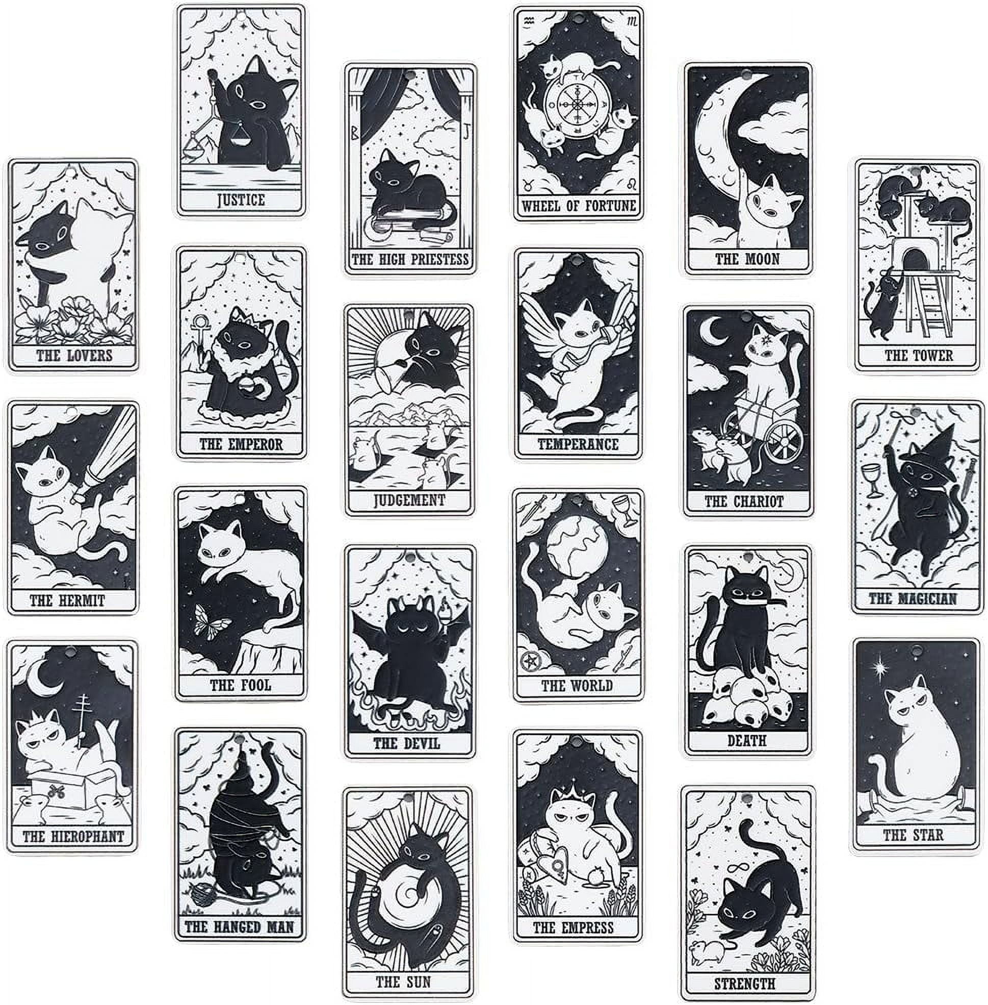 22 Style Tarot Card Design Pendant Charm Decorations Acrylic Cat Theme ...