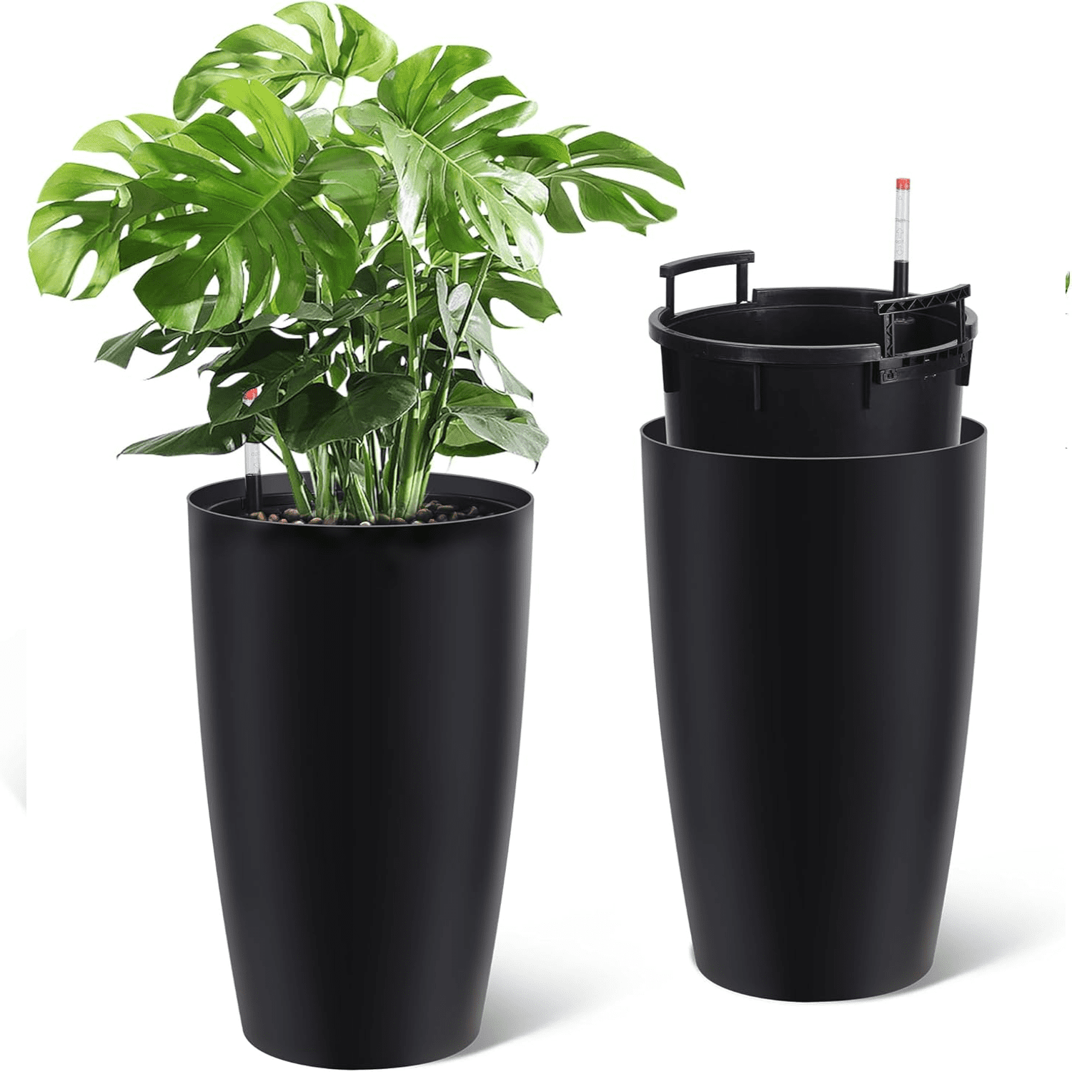 22" Tall Outdoor Planters Set of 2,Outdoor＆Indoor Automatic Watering ...