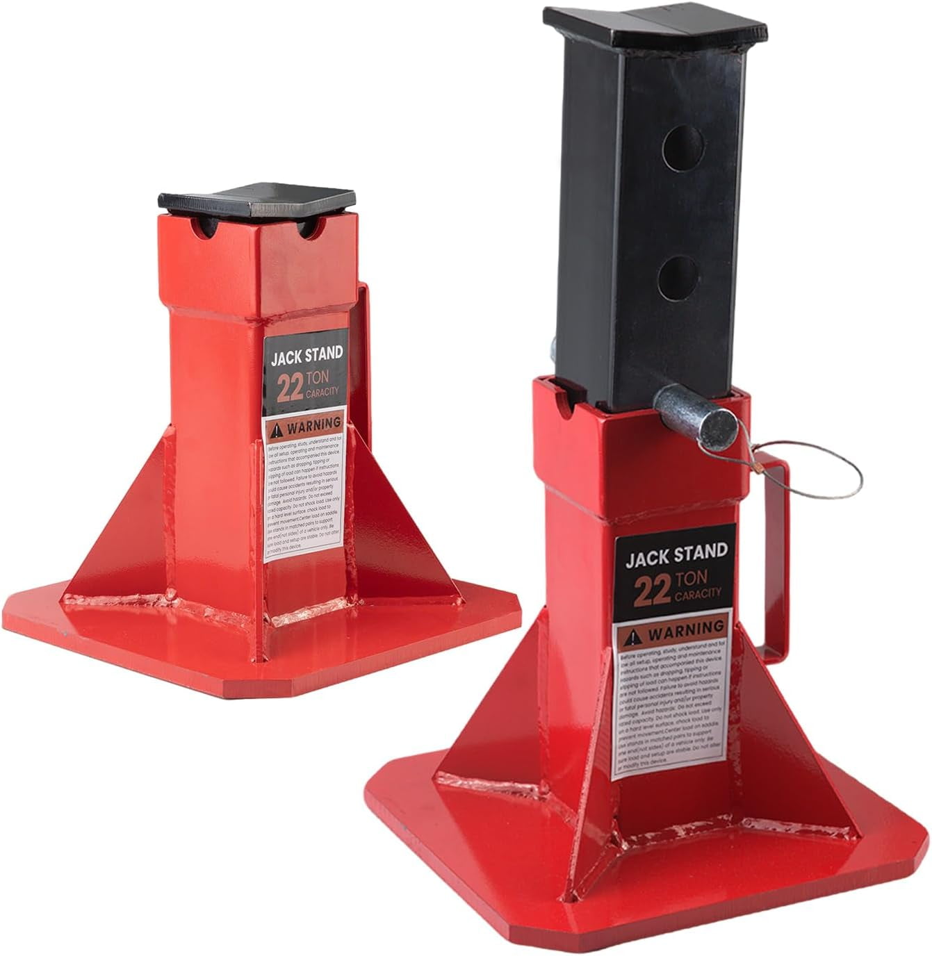 22 Ton (44,000 lbs) Heavy Duty Pin Type Professional Car Jack Stands ...