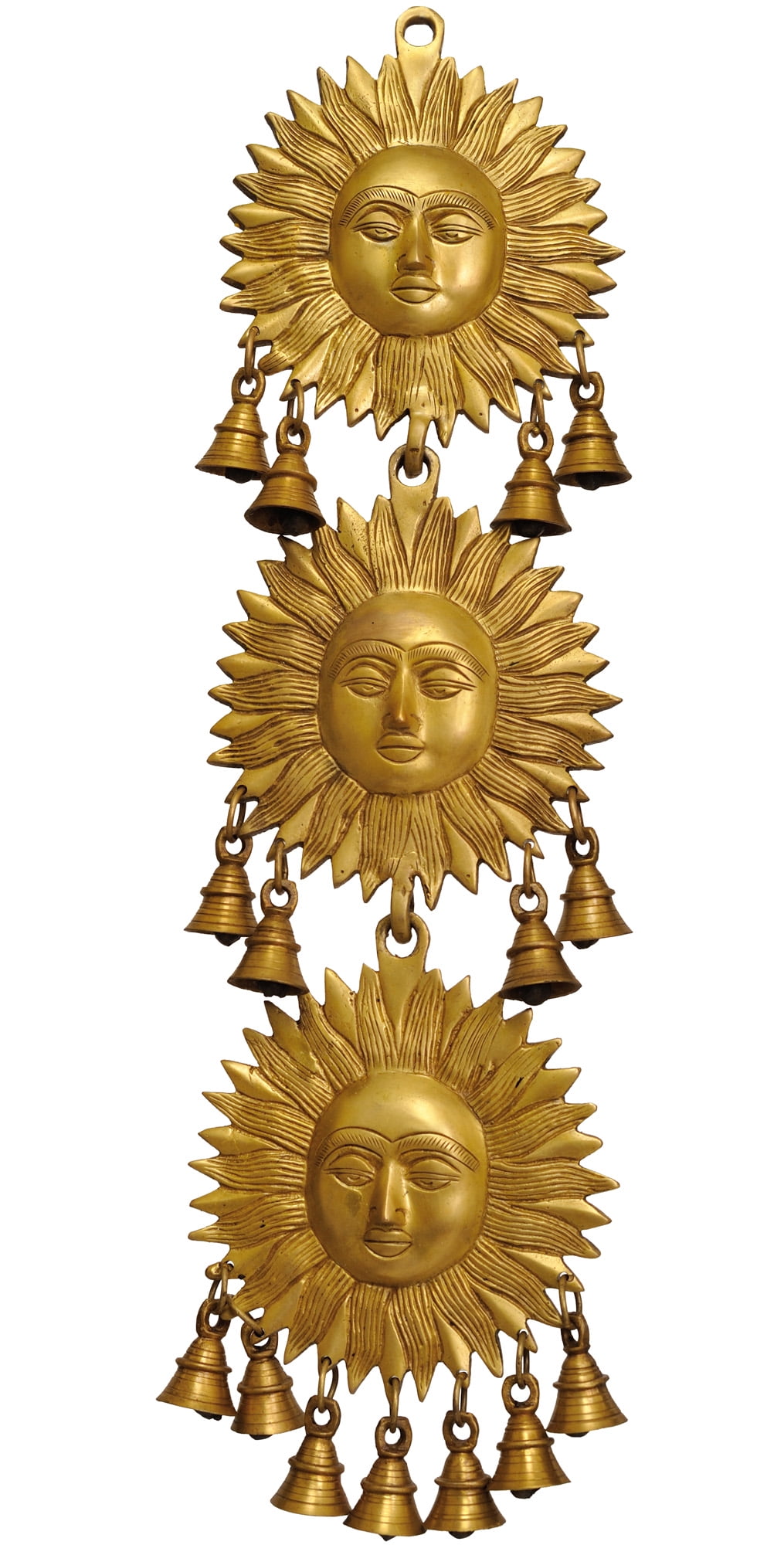 22" Triple Surya Sun Wall Hanging with Bells - Brass Decor - Walmart ...