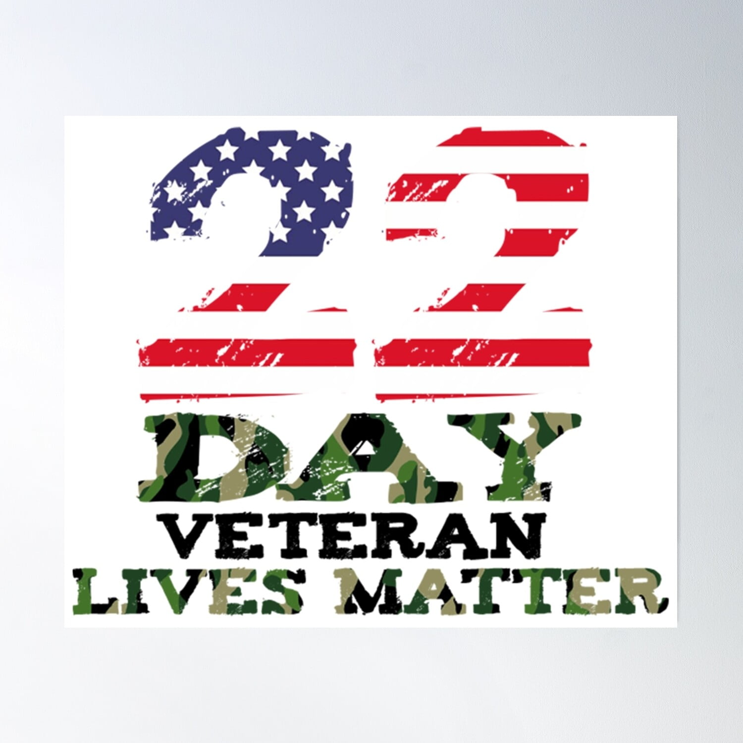 22 Veterans A Day Veteran Lives Matter Poster Wall Art, Modern Wall ...