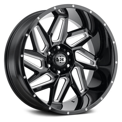 22" Vision Spyder 361 Gloss Black Milled Spoke Wheel 22x12 8x170 -51mm ...