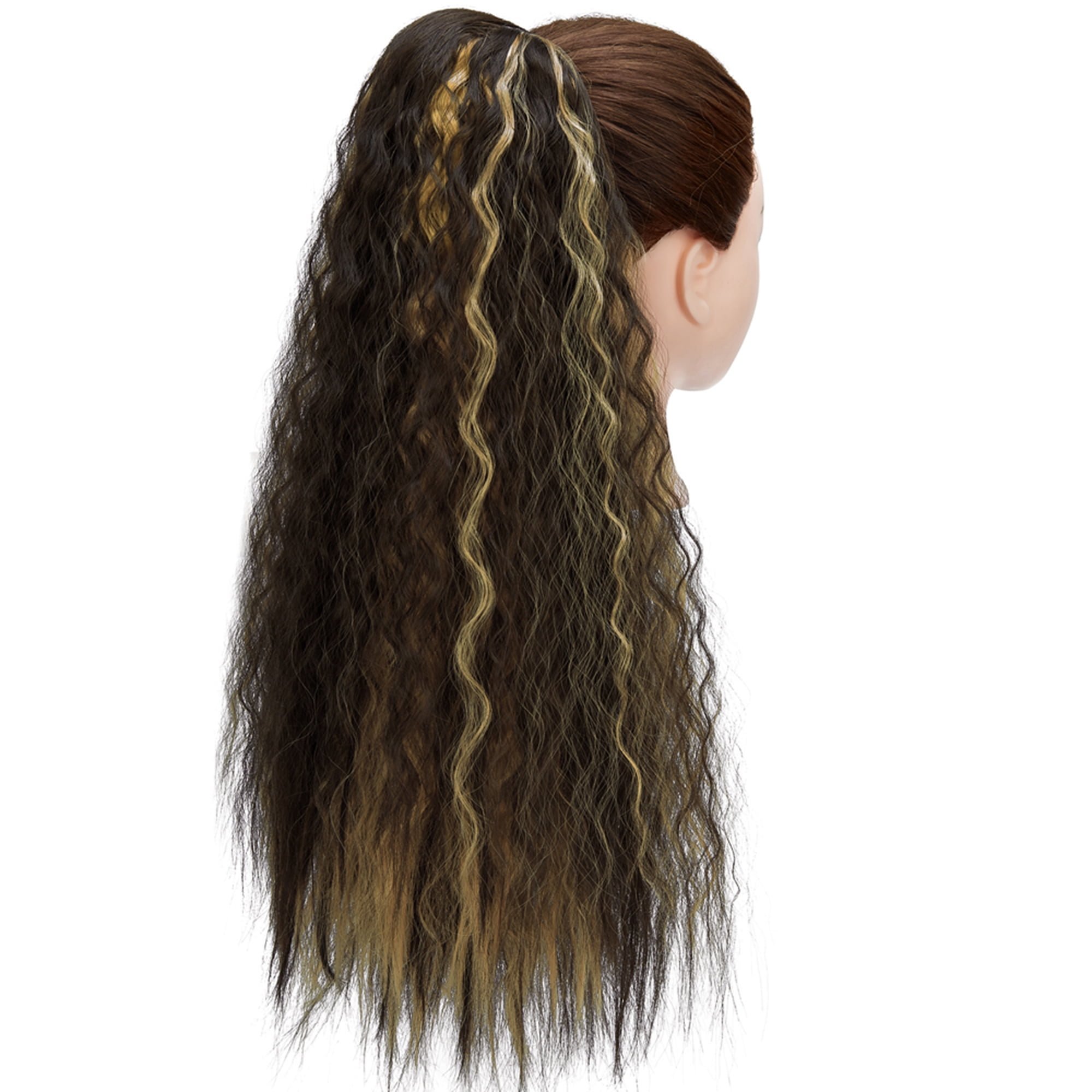 22" Wavy Drawstring Ponytails Kinky Straight Ponytail Hair Piece ...