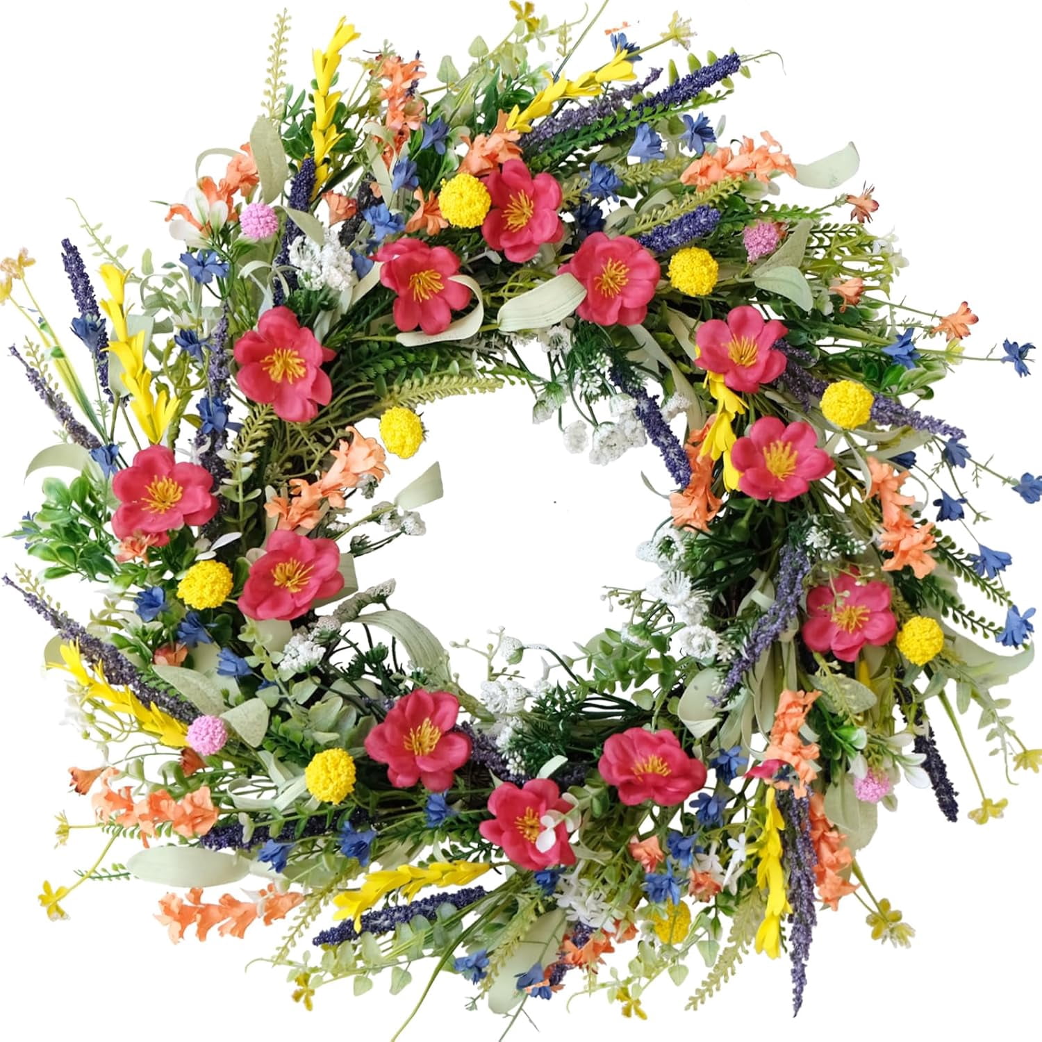 22'' Wildflower Wreath Spring and Summer Artificial Flower Lavender for ...