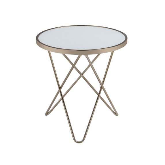 22" X 22" X 22" Frosted Glass And Champagne End Table - Walmart.com