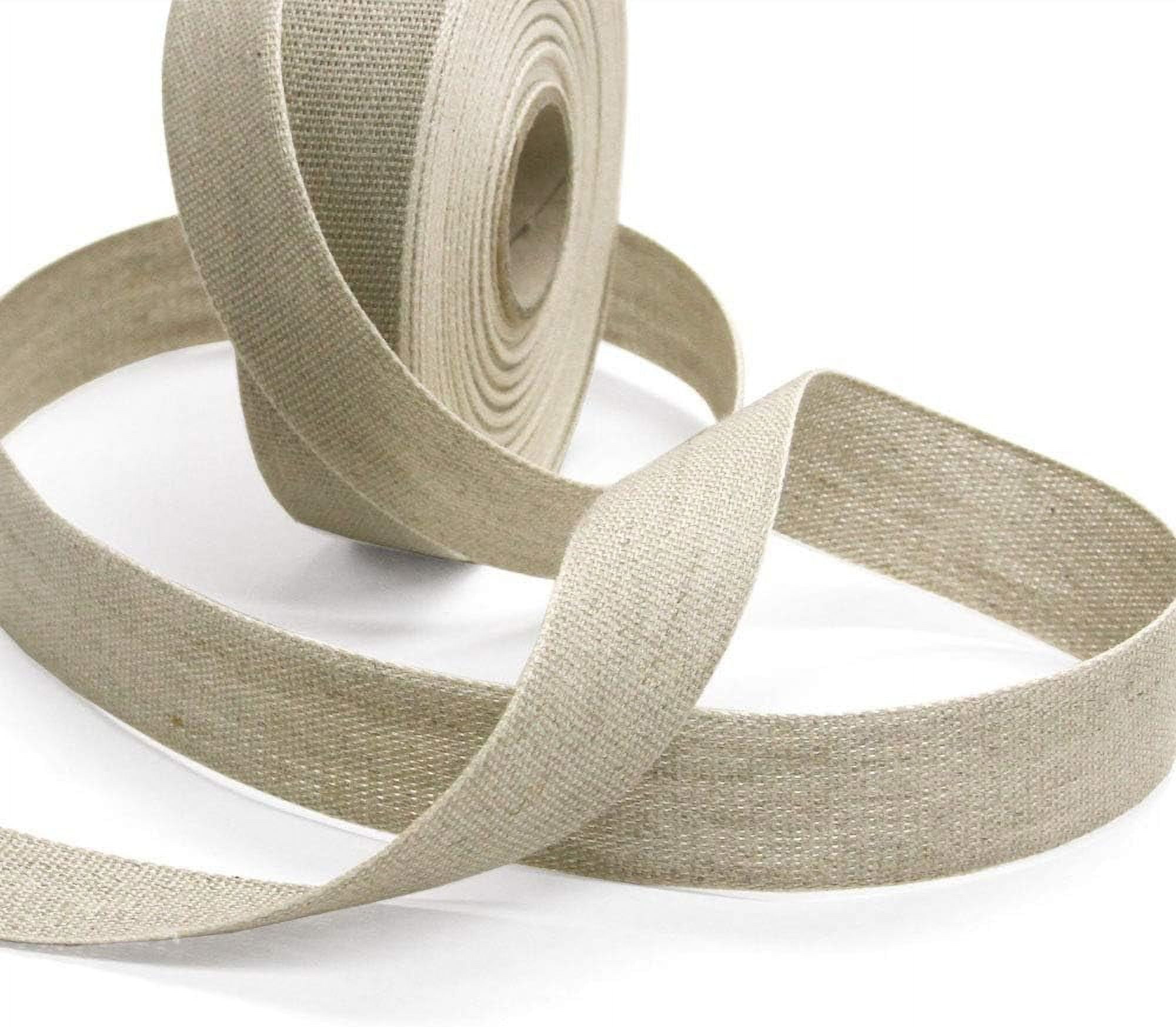 22 Yard Roll of Natural Linen and Cotton Ribbon Tape, 25mm, Made in ...