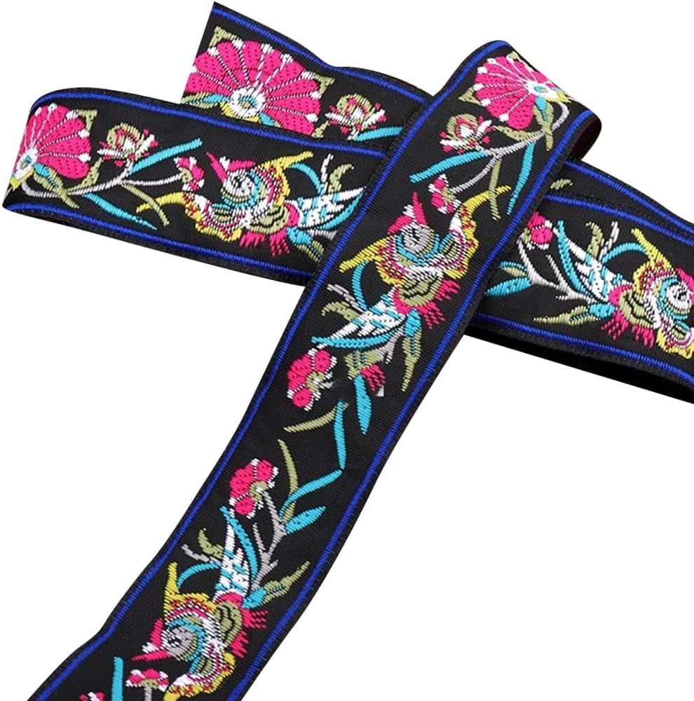 22 Yards 1 1/4 Inch Jacquard Ribbon Black Vintage Bird Pattern Ethnic ...