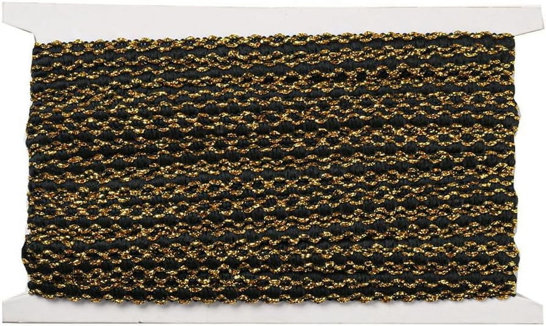 About 22 Yards 1/4 Inch Black Gold Woven Trim Upholstery Ribbon Braid ...