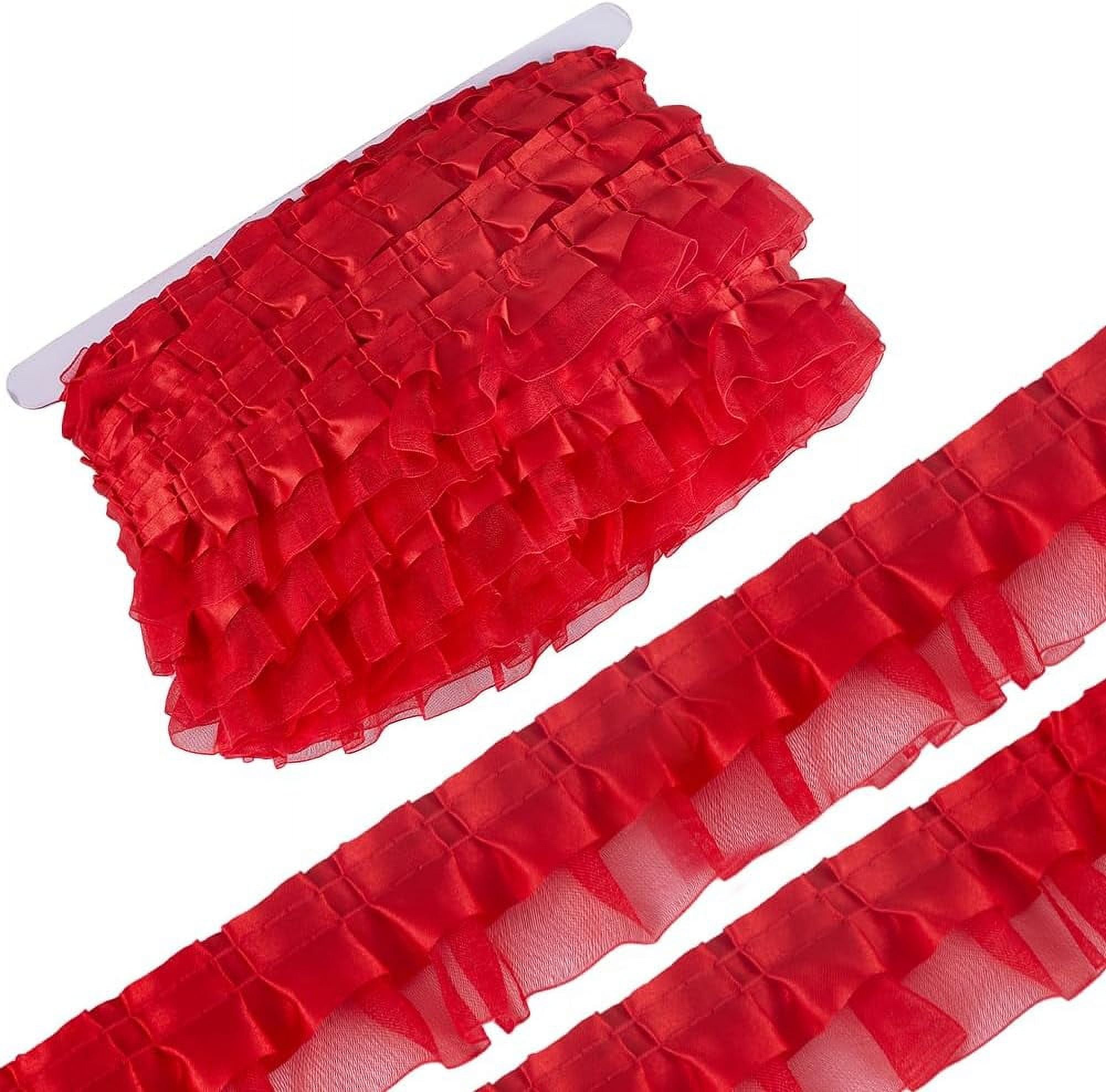 22Yards 2 Layer Organza Lace Ribbon Pleated Satin Lace Edge Trim 1.6 ...