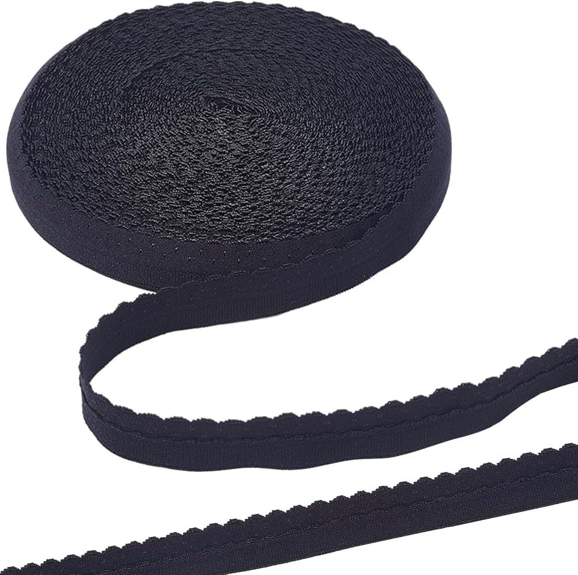 22 Yards Fold Over Elastic Band 3/4 Inch Wide Black Wave Stretch Edge ...
