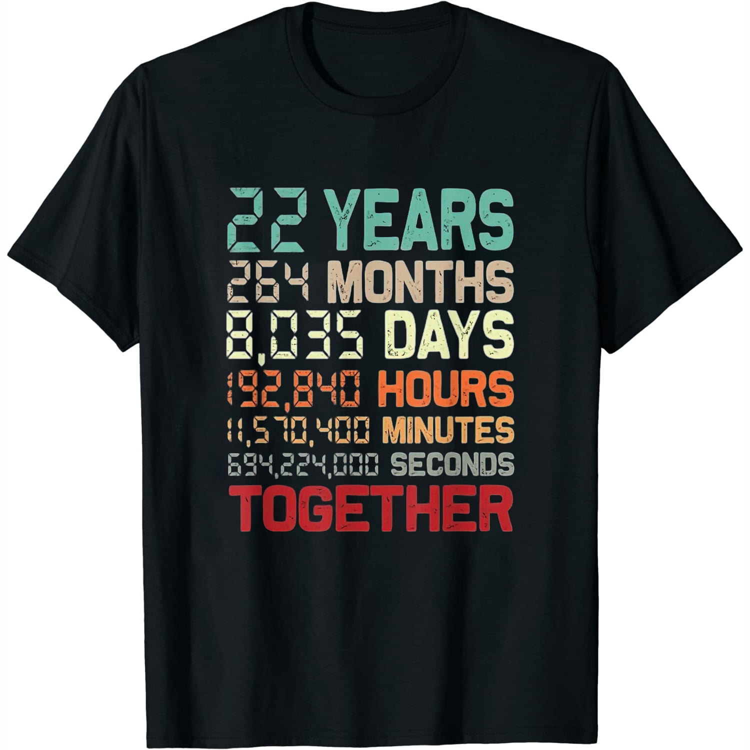 22 Years Together Couple Matching 22nd Wedding Anniversary Womens T ...