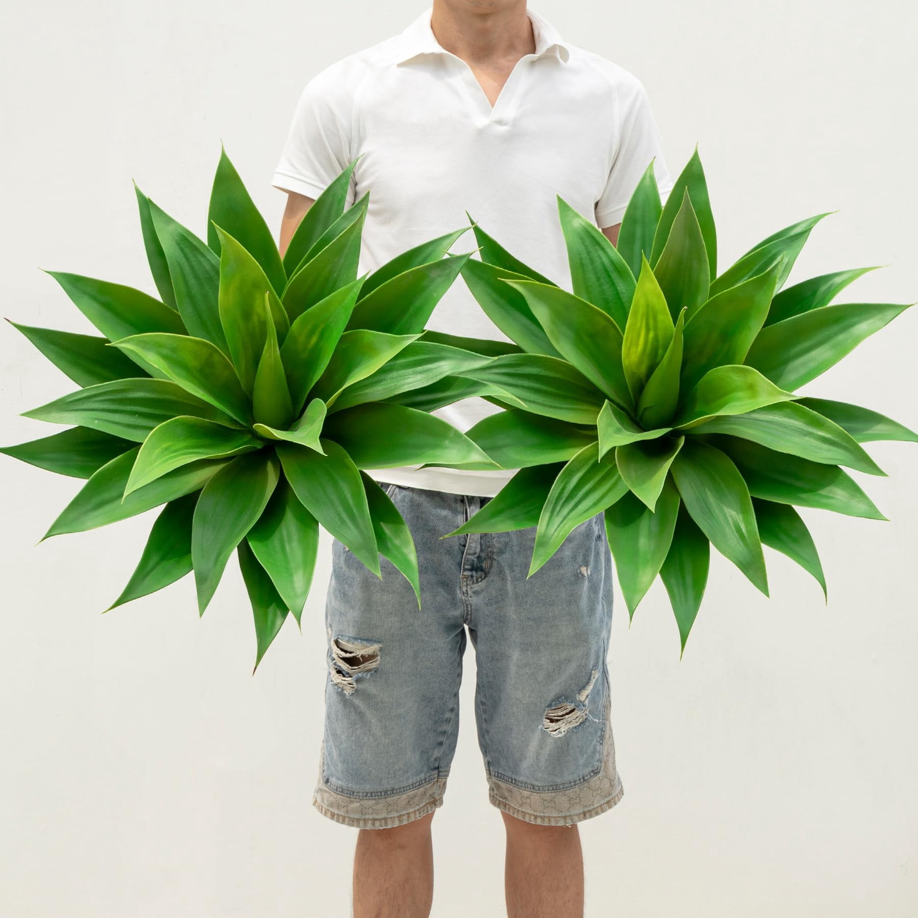 22"green-2 Artificial Agave Plant, UV Resistant Weatherproof Faux ...