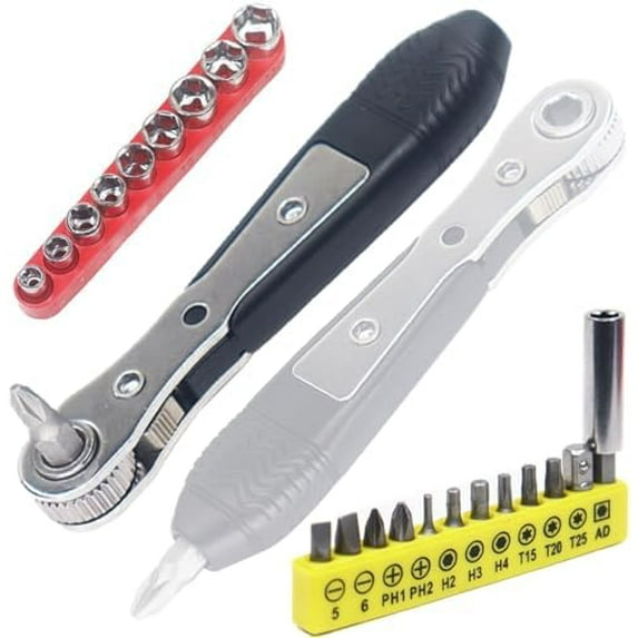 22-in-1 Mini Ratcheting Screwdriver Set - Angled for Tight Spaces ...