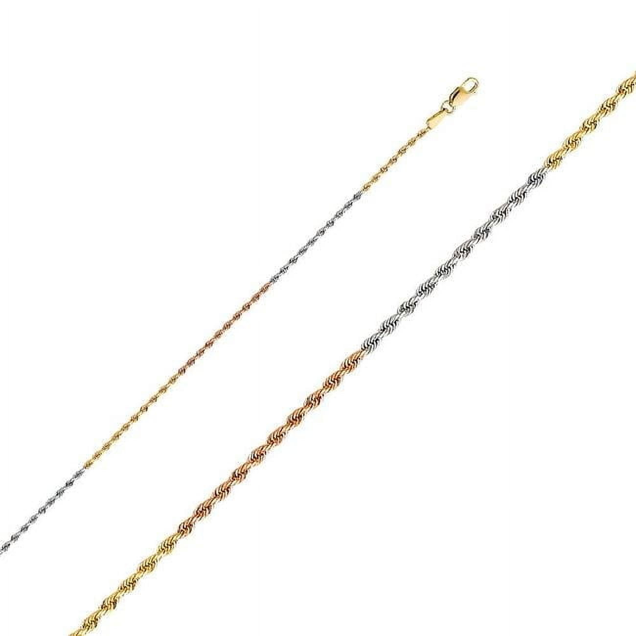 22 in. 14K Tri-Tone Gold 1.5 mm Thin & Dainty Diamond-Cut Solid Rope ...