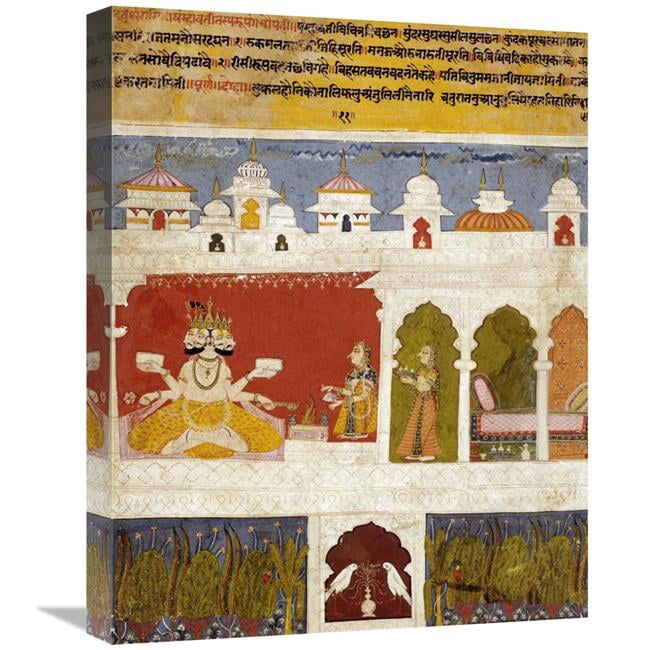 22 in. A Lady on a Terrace Offers the Ancient Vedic Ritual Sacrifice to ...