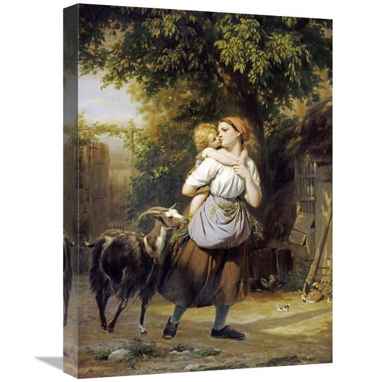 22 in. A Mother & Child with a Goat on a Path Art Print - Fritz Zuber ...
