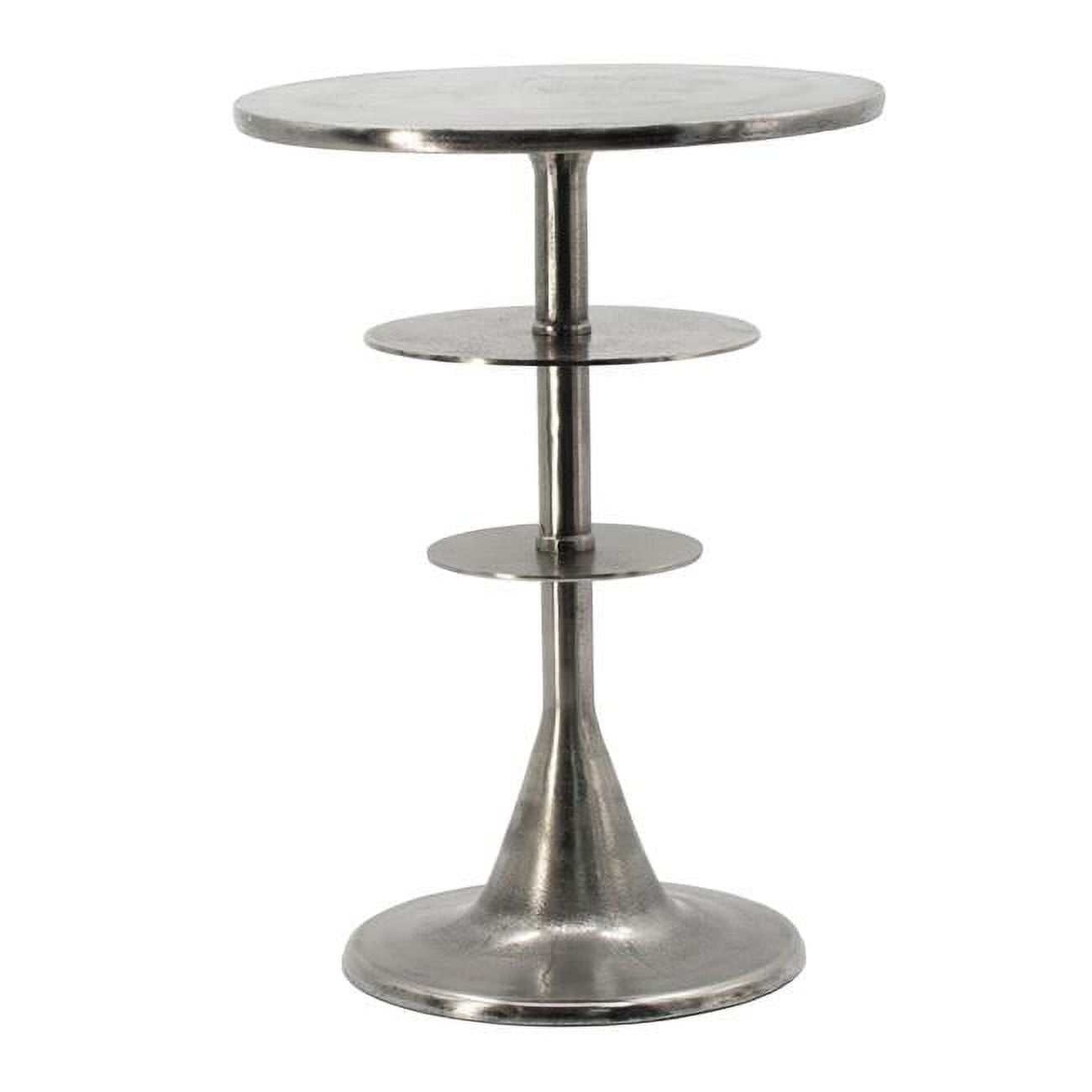 22 in. Aja Rounded Top & Teardrop Base Aluminum Accent Table, Silver ...
