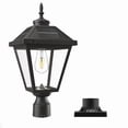 Cedar Hill 22-in Black Clear Glass Outdoor Solar Post Lantern Dusk-to ...