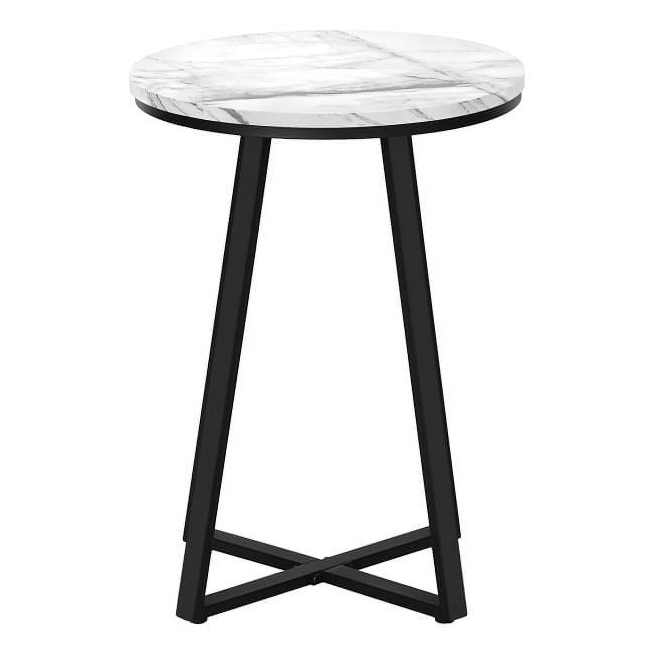 22 in. Black & White Faux Marble Round End Table - Walmart.com