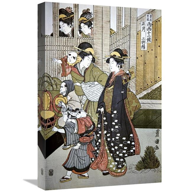 22 in. Customs of the Year - New Years, Two Women Art Print - Utagawa ...