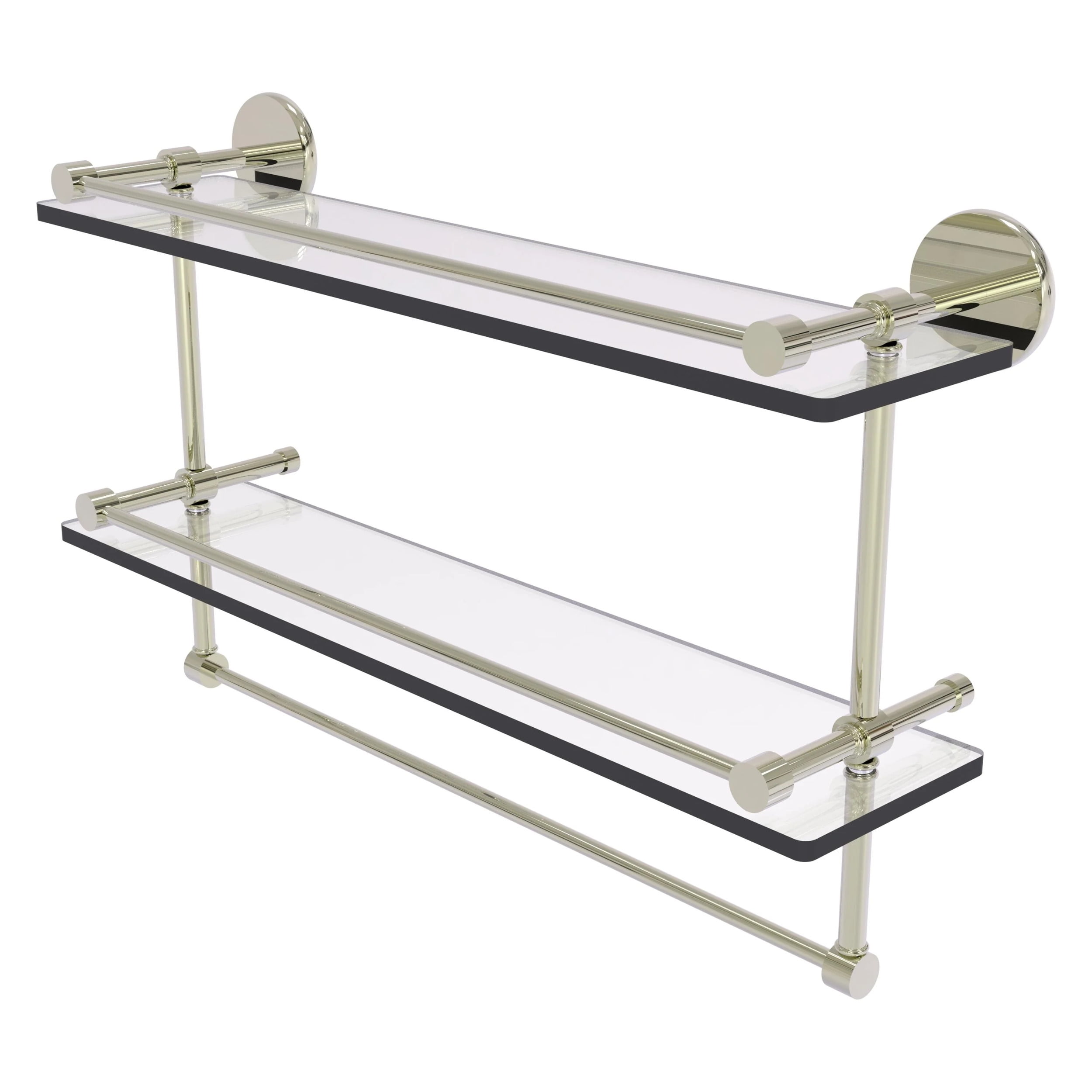 22-in Gallery Double Glass Shelf with Towel Bar in Polished Nickel ...