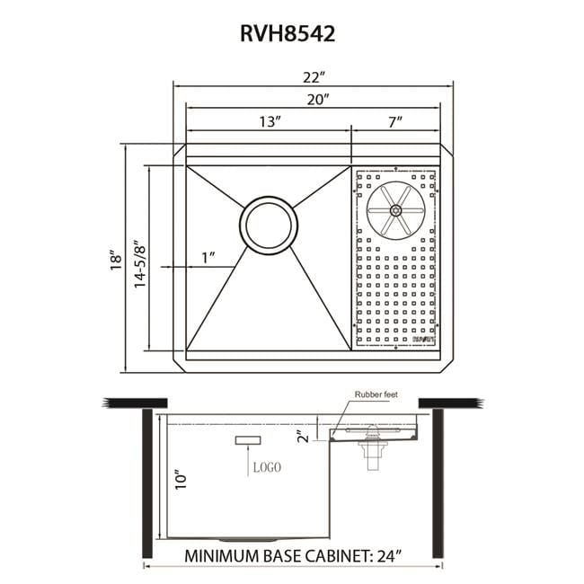 22 in. Glass Rinser & Sink Combo Workstation for Wet Bar Bottle Washer ...