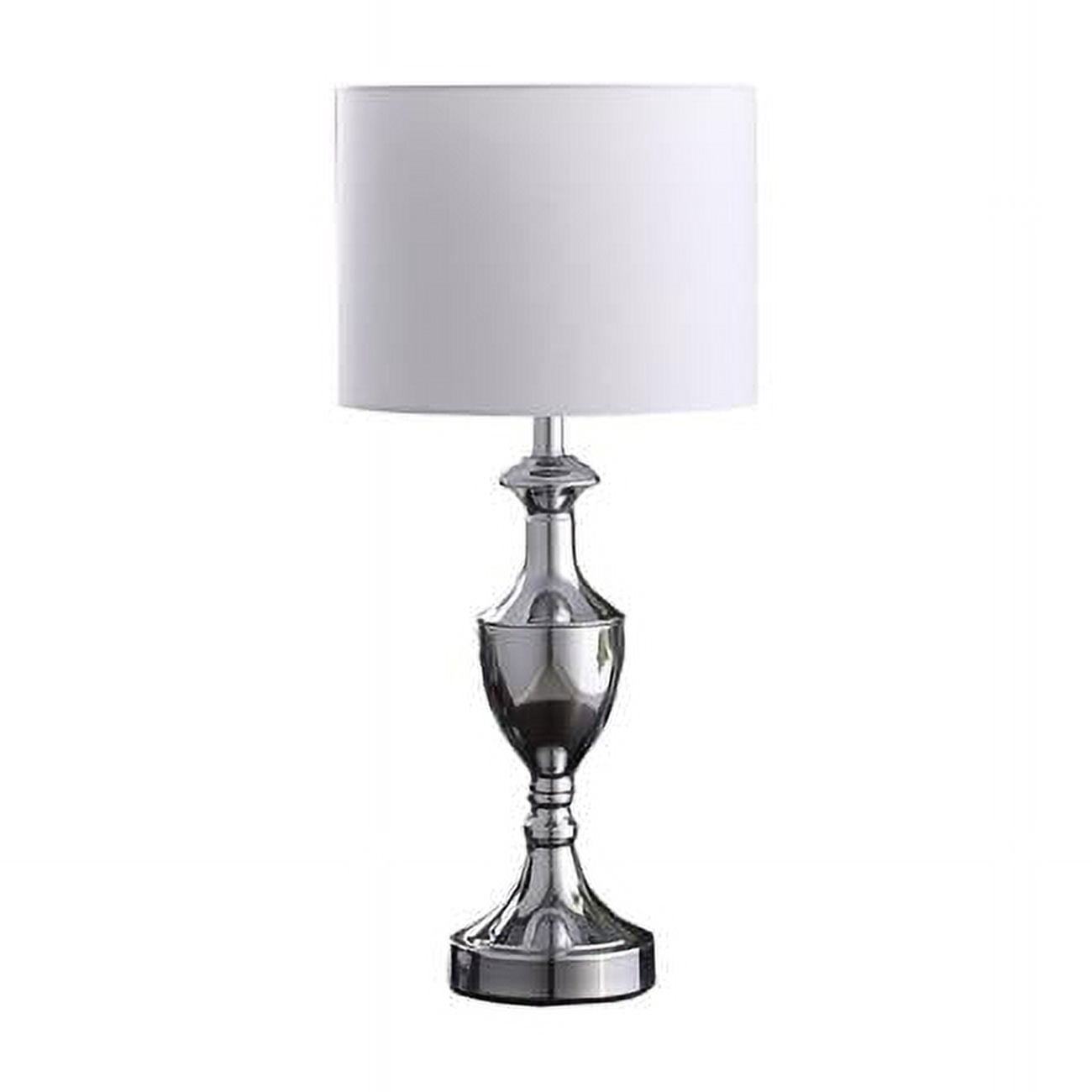 22 in. Metal Standard Table Lamp with White Shade, Silver - Walmart.com