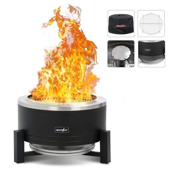 22 in. Smokeless Wood Burning Fire Pit with Turbo Technology, Removable ...
