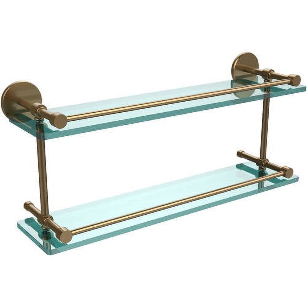 22-in Tempered Double Glass Shelf with Gallery Rail in Brushed Bronze ...