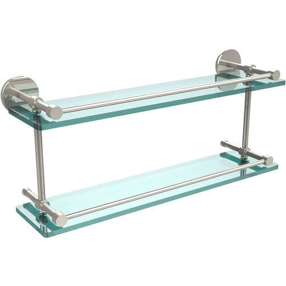 22-in Tempered Double Glass Shelf with Gallery Rail in Polished Nickel ...