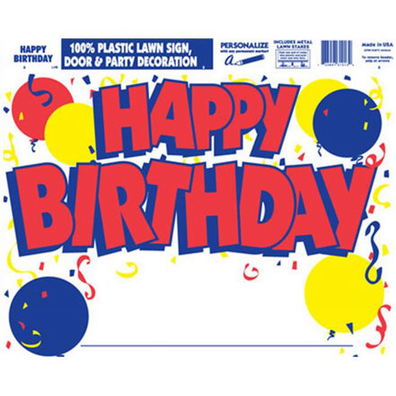 22 in. x 16.5 in. Corrugated Plastic Celebration Signs - Happy Birthday ...