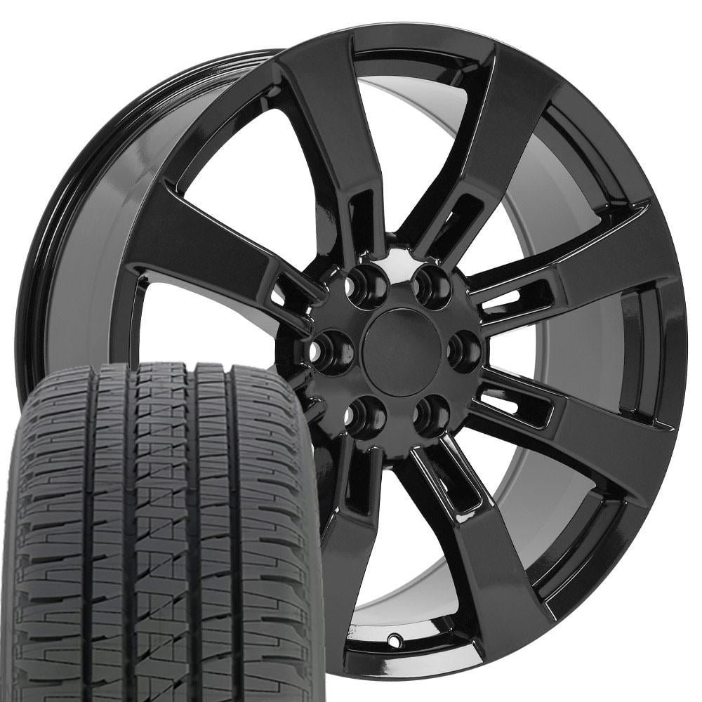 22 inch Black 5409 OE Wheels & Bridgestone Tires Set Fit GM Trucks ...