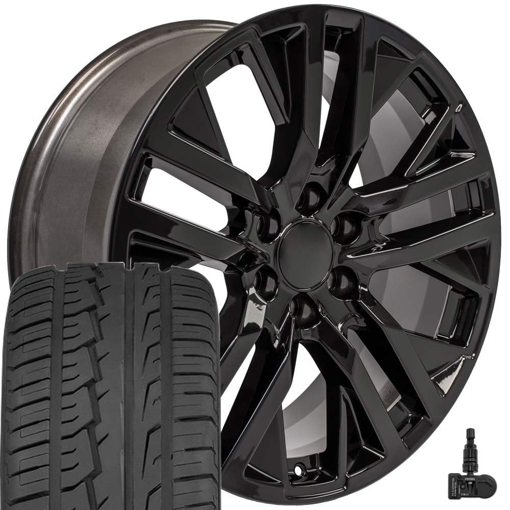 OE Wheels CV38 22 Inch Rims and Tires Fit Sierra 1500 Style 6x139.7 22x9 Gloss Black - Hollander ...