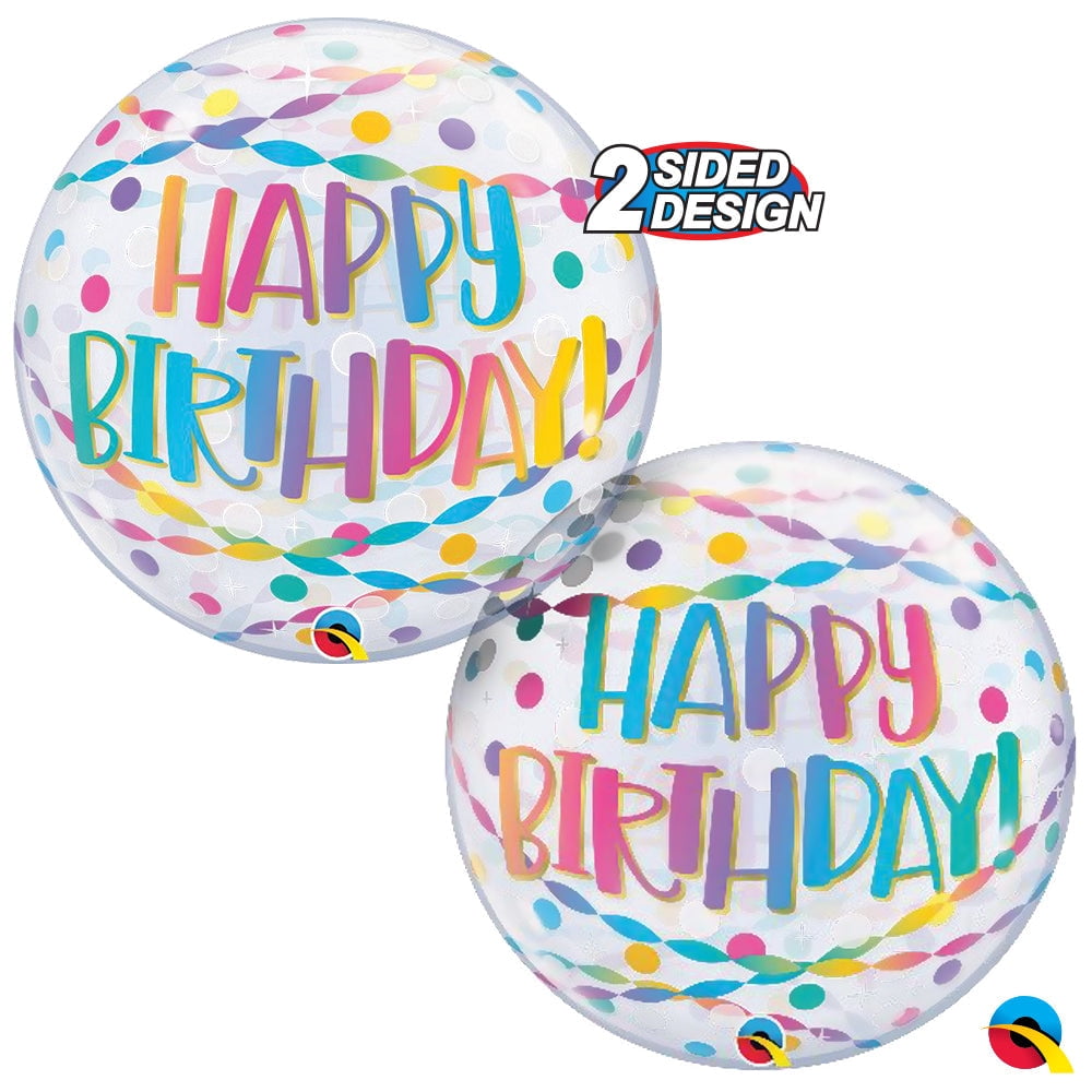 22 inch Bubble - Birthday Confetti & Streamers Qualatex Bubble Balloon ...