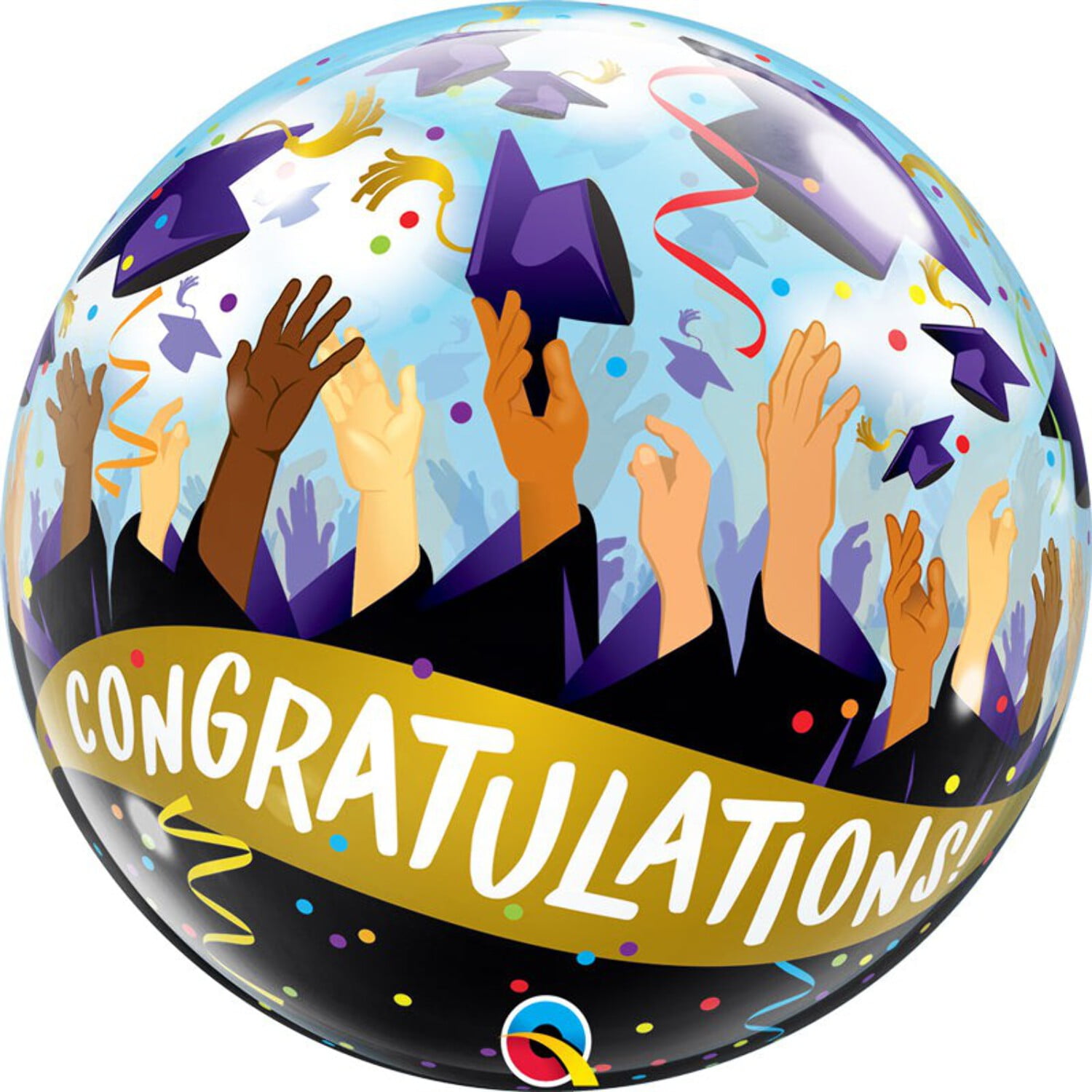 22 inch Bubble - Congratulations Grad Caps Qualatex Bubble Balloon ...