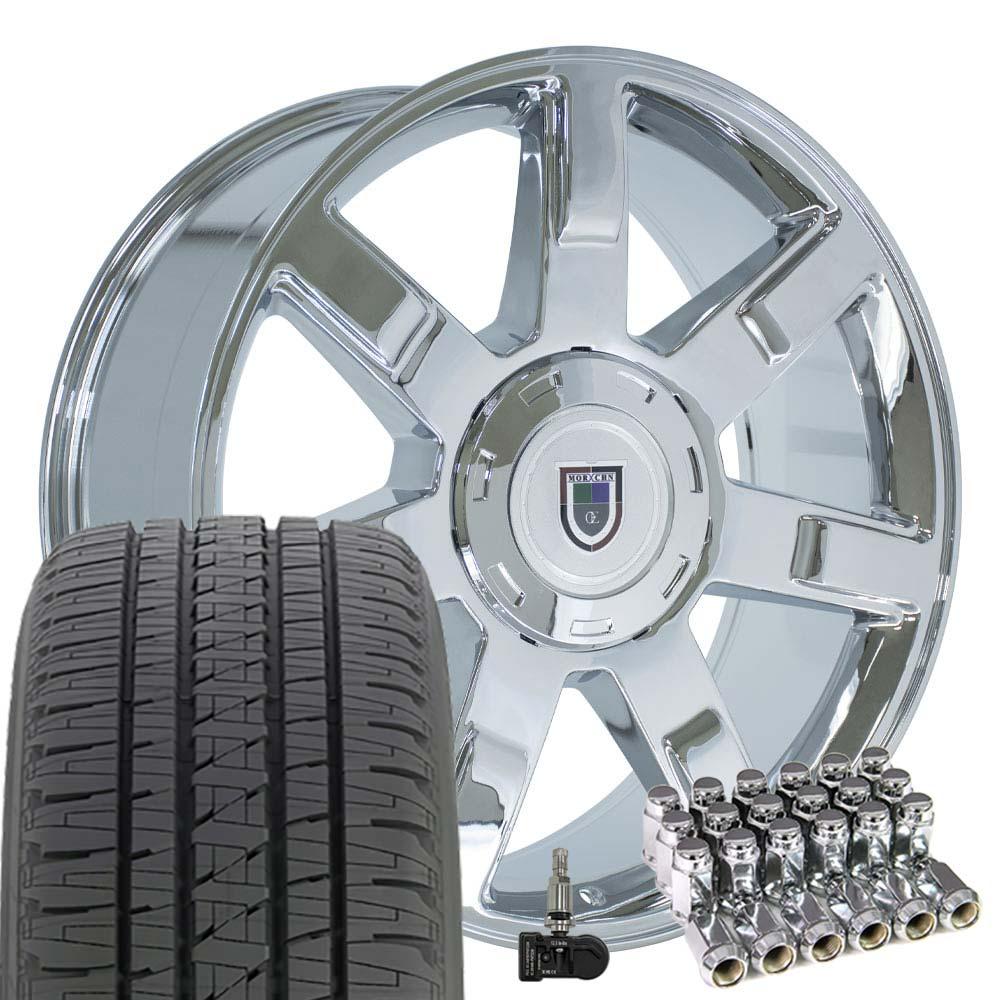 22 inch Chrome 5309 OE Wheels, Bridgestone Tires, Lugs & TPMS Fit GM ...